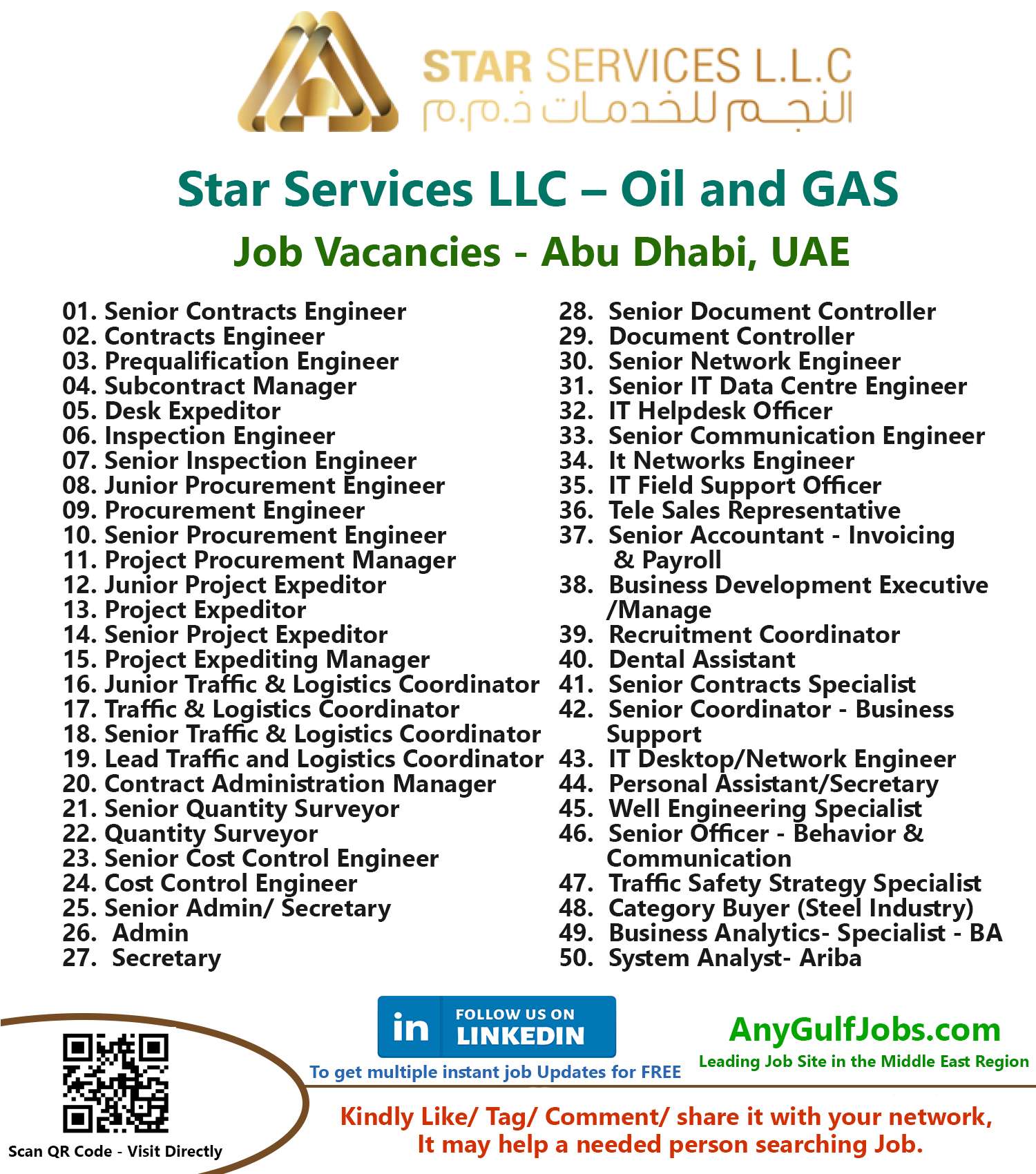 Star Services LLC – Oil and GAS Job Vacancies - Abu Dhabi, UAE 2025 ...