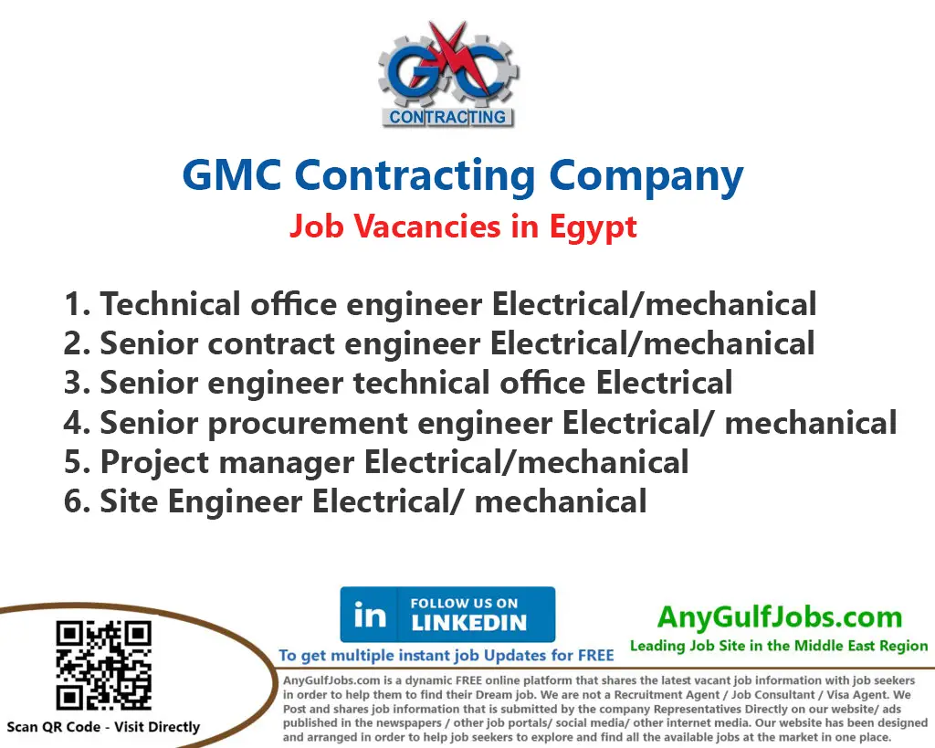 GMC Contracting Company Job Vacancies in Egypt 2025 - AnyGulfJobs.com