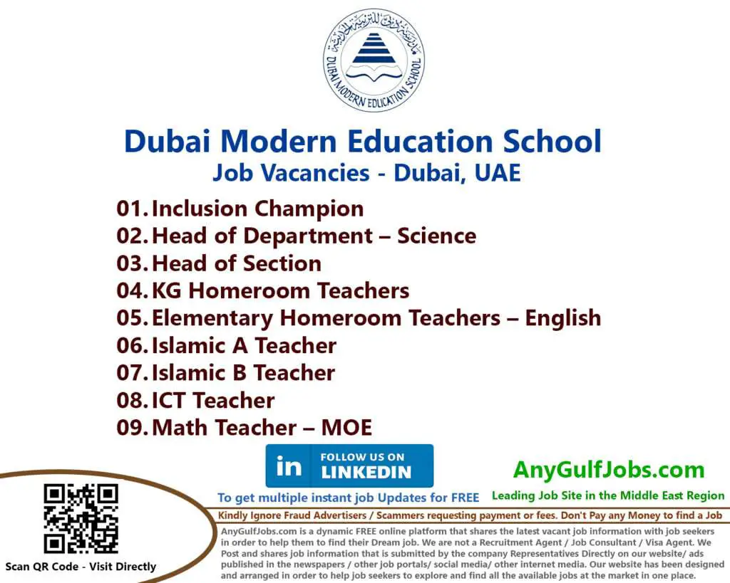 Dubai Modern Education School Job Vacancies - Dubai, UAE 2026 ...