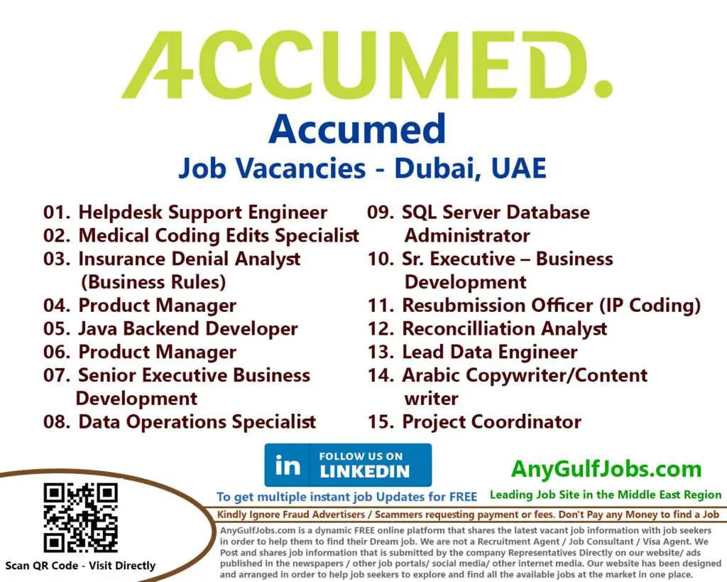 Accumed Job Vacancies - Dubai, UAE 2026 - AnyGulfJobs.com