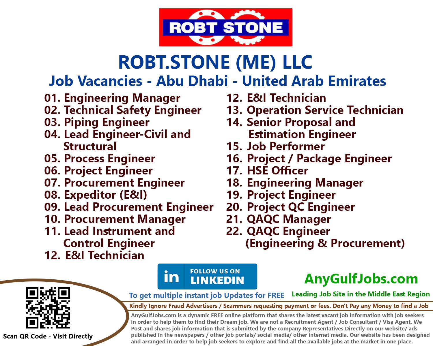 ROBT.STONE (ME) LLC Job Vacancies - Abu Dhabi - United Arab Emirates ...