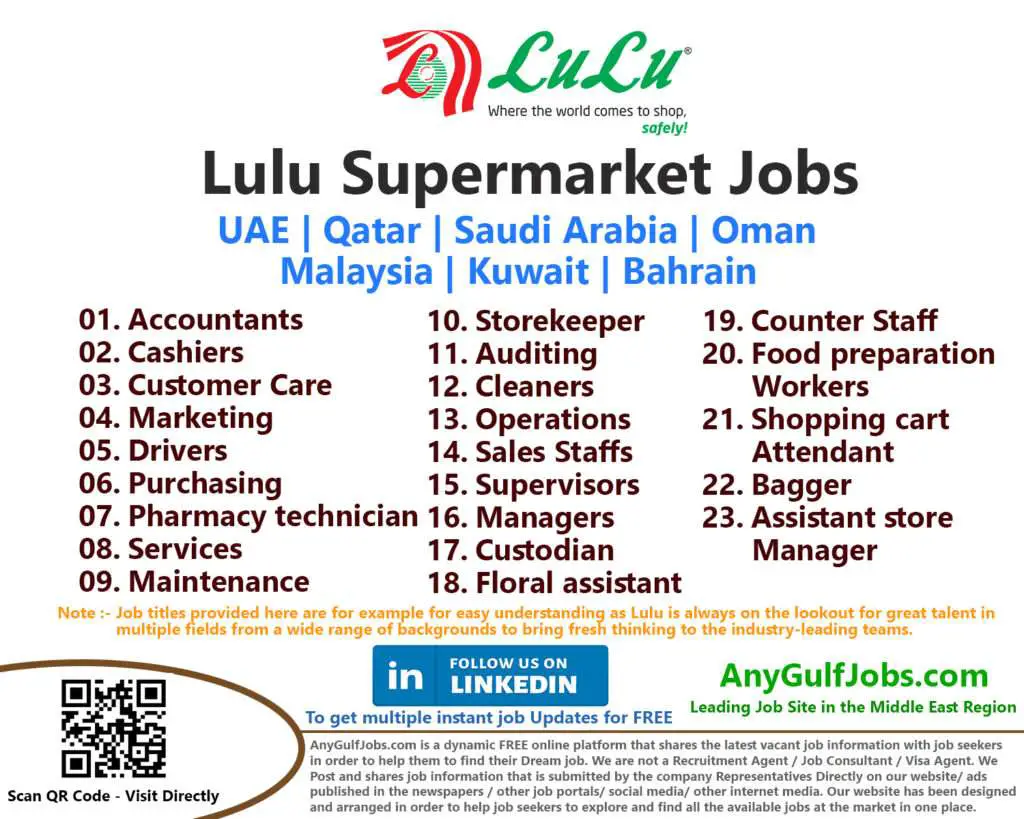 Lulu Group International Job Vacancies 2026 - AnyGulfJobs.com