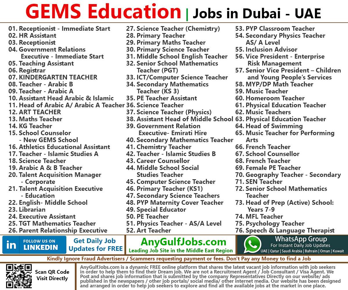 GEMS Education Jobs | Careers - Dubai - UAE - 2023