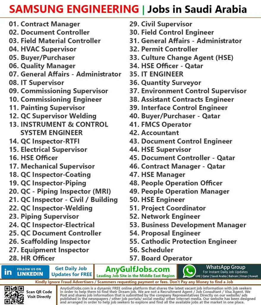 SAMSUNG ENGINEERING Jobs | Careers - Saudi Arabia - 2023