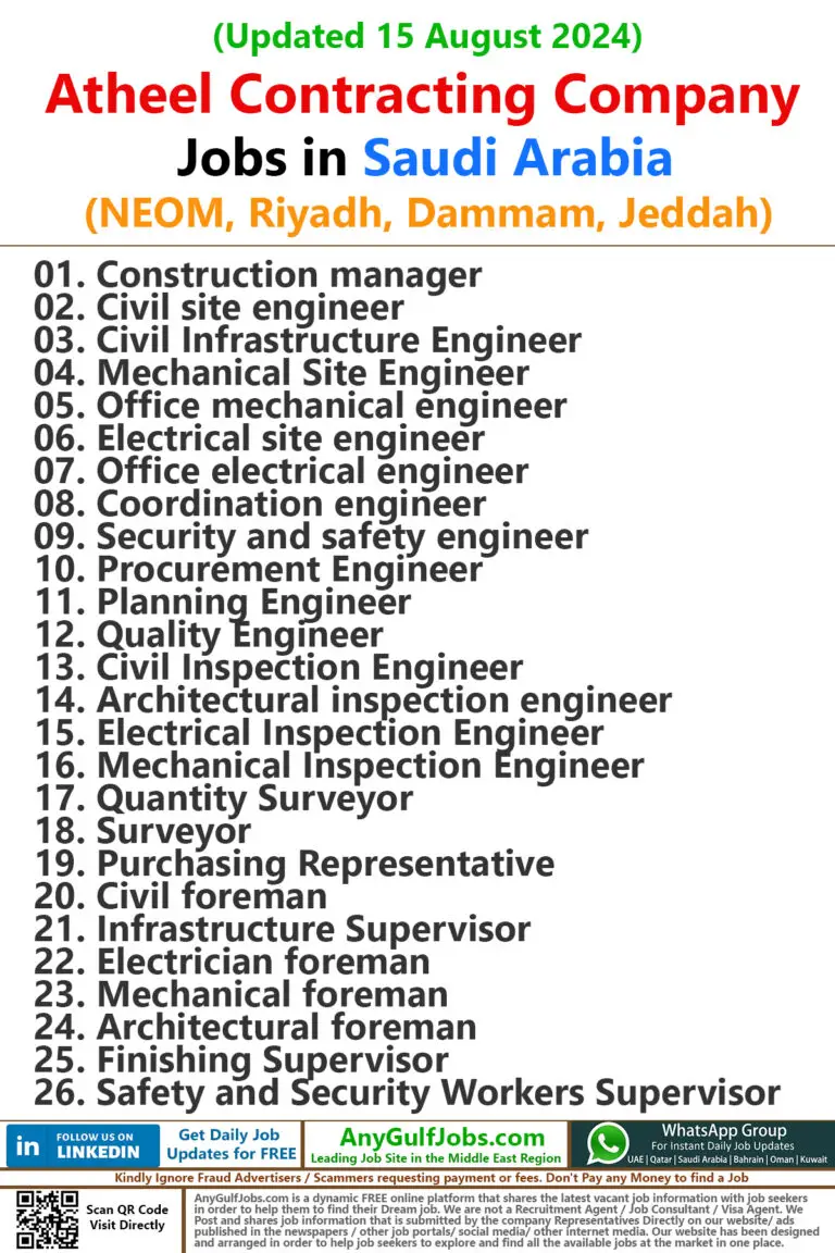 Atheel Contracting Company Jobs | Careers - Saudi Arabia - 2026
