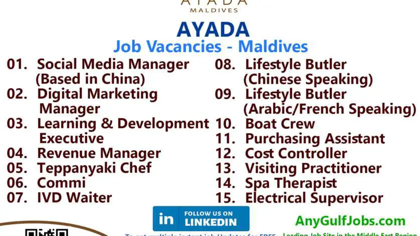 AYADA Jobs | Careers - Maldives - 2025