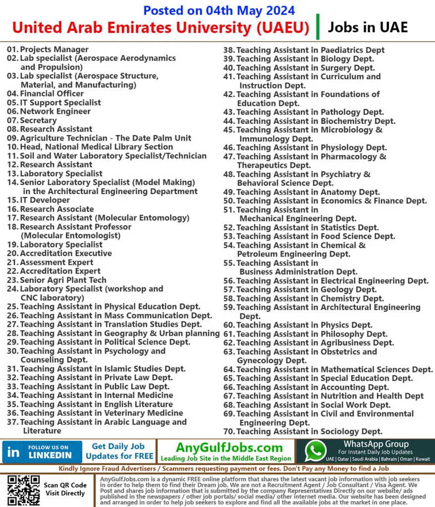 United Arab Emirates University (UAEU) Jobs | Careers - United Arab ...