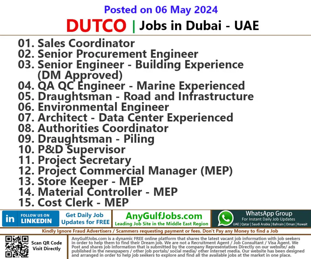 DUTCO Jobs | Careers - Dubai - UAE - 2024