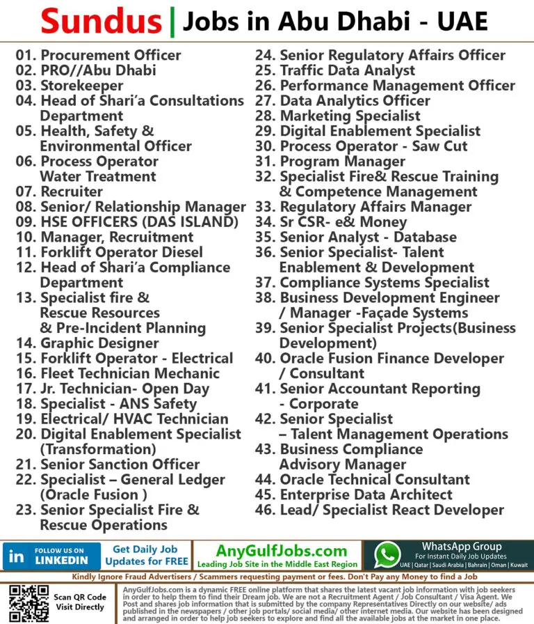 Sundus Jobs | Careers - Abu Dhabi - UAE - 2025