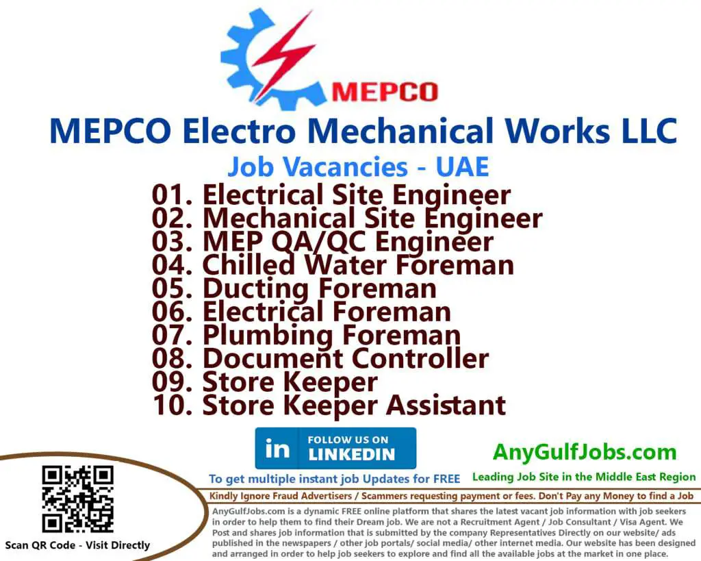 MEPCO Electro Mechanical Works LLC Jobs | Careers - United Arab ...