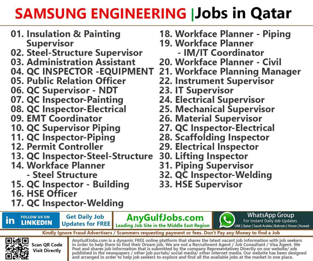 SAMSUNG ENGINEERING Jobs | Careers - Qatar - 2025