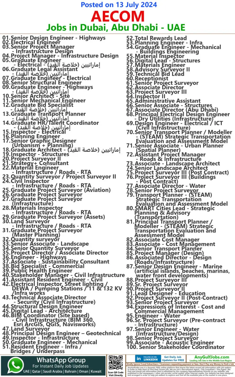 AECOM Jobs | Careers - Dubai, Abu Dhabi - UAE - 2024