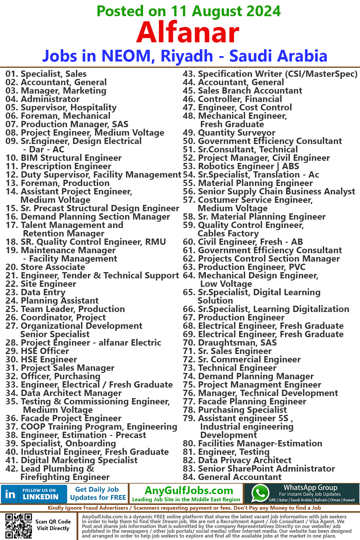 Alfanar Jobs in Riyadh, NEOM - Saudi Arabia - (August - 2024 ...