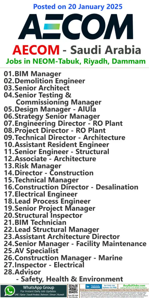 AECOM Jobs in NEOM, Riyadh, Tabuk - Saudi Arabia - (February - 2025 ...