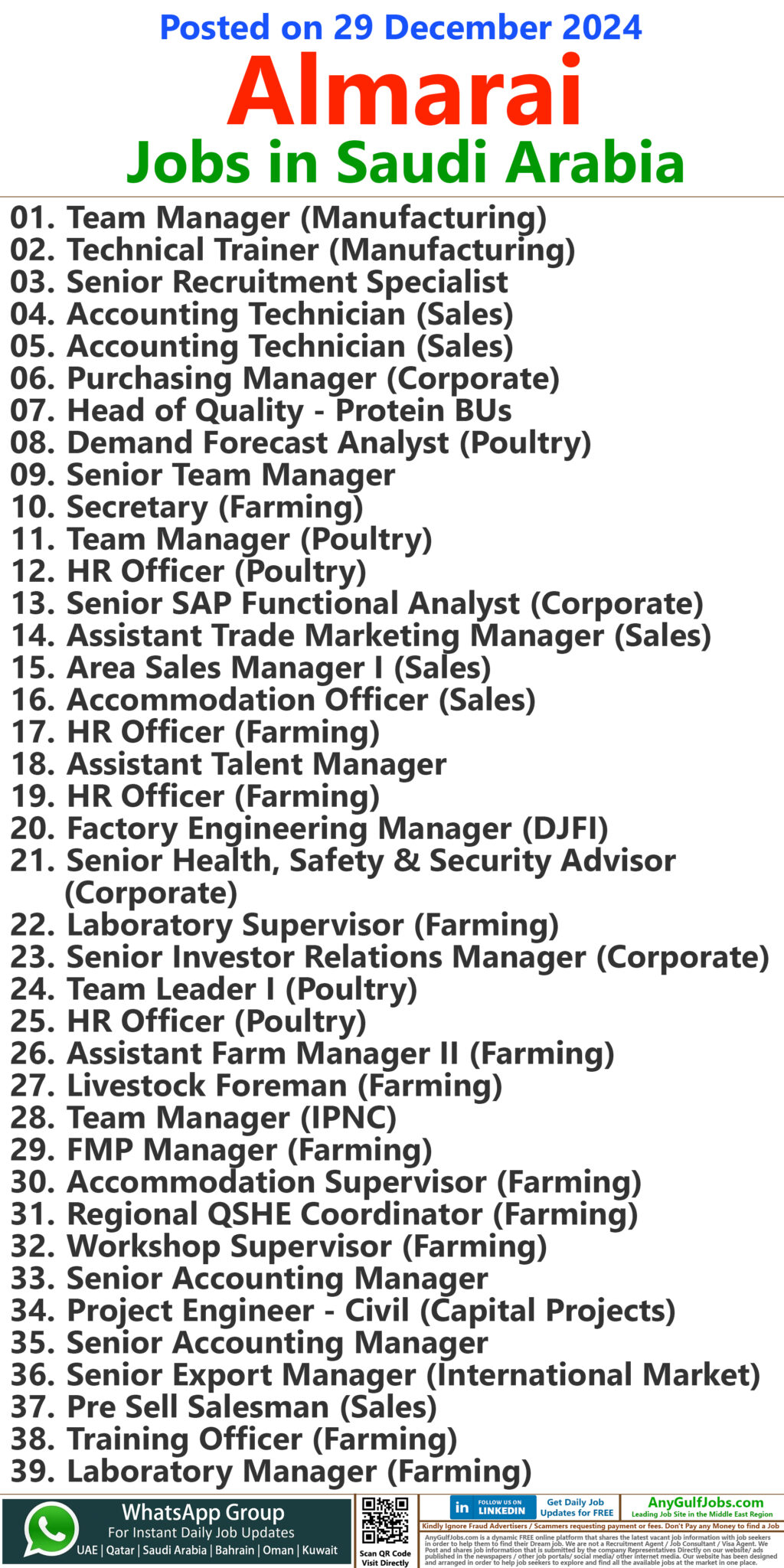 Almarai Jobs in Saudi Arabia