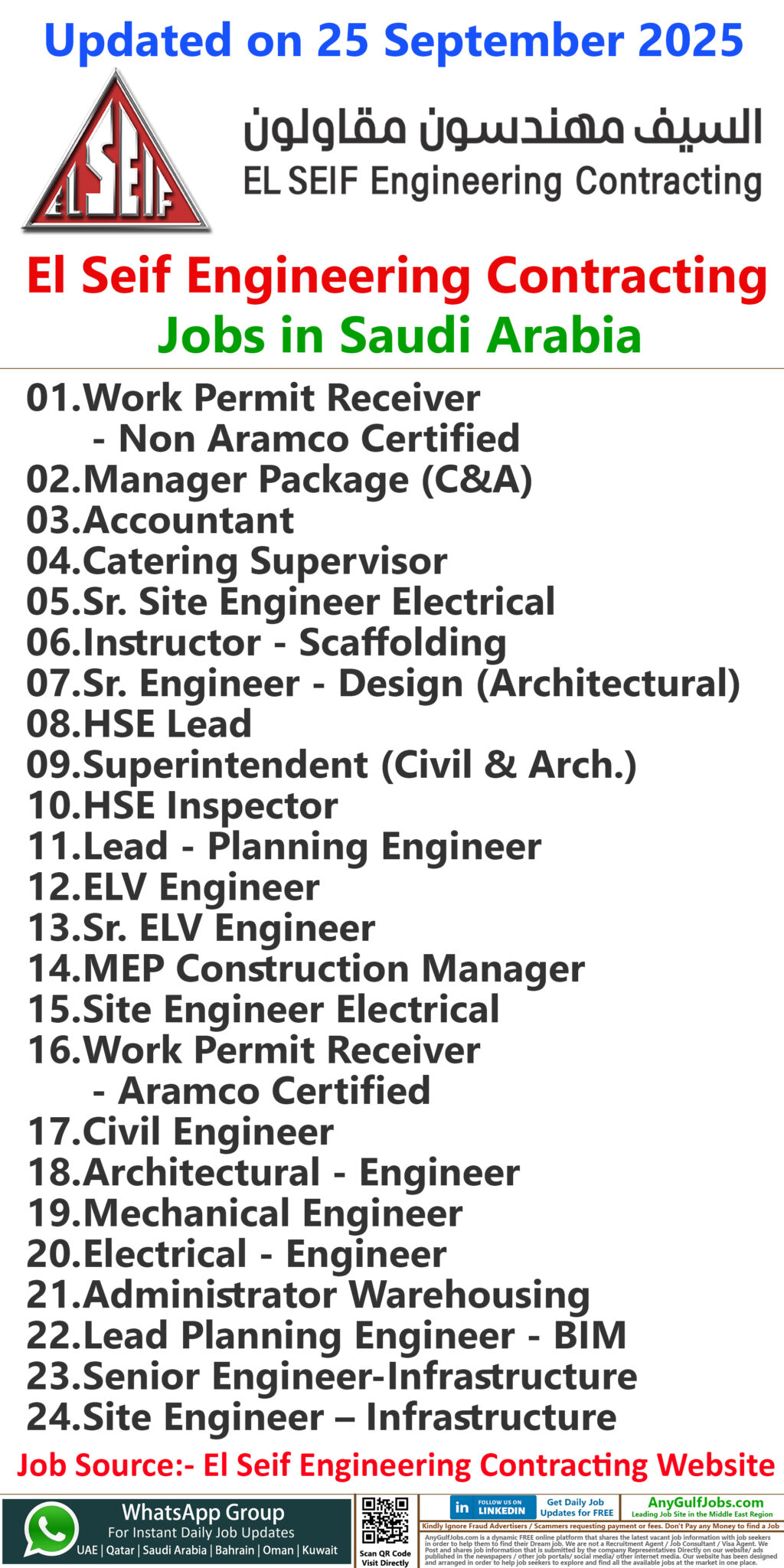 El Seif Engineering Contracting Jobs | Careers - Saudi Arabia - 2025