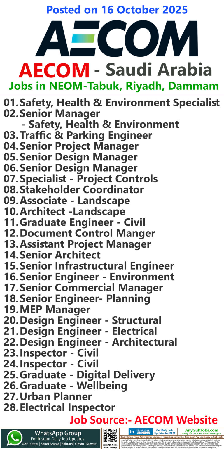 AECOM Jobs in NEOM, Riyadh, Tabuk - Saudi Arabia - (October - 2025 ...
